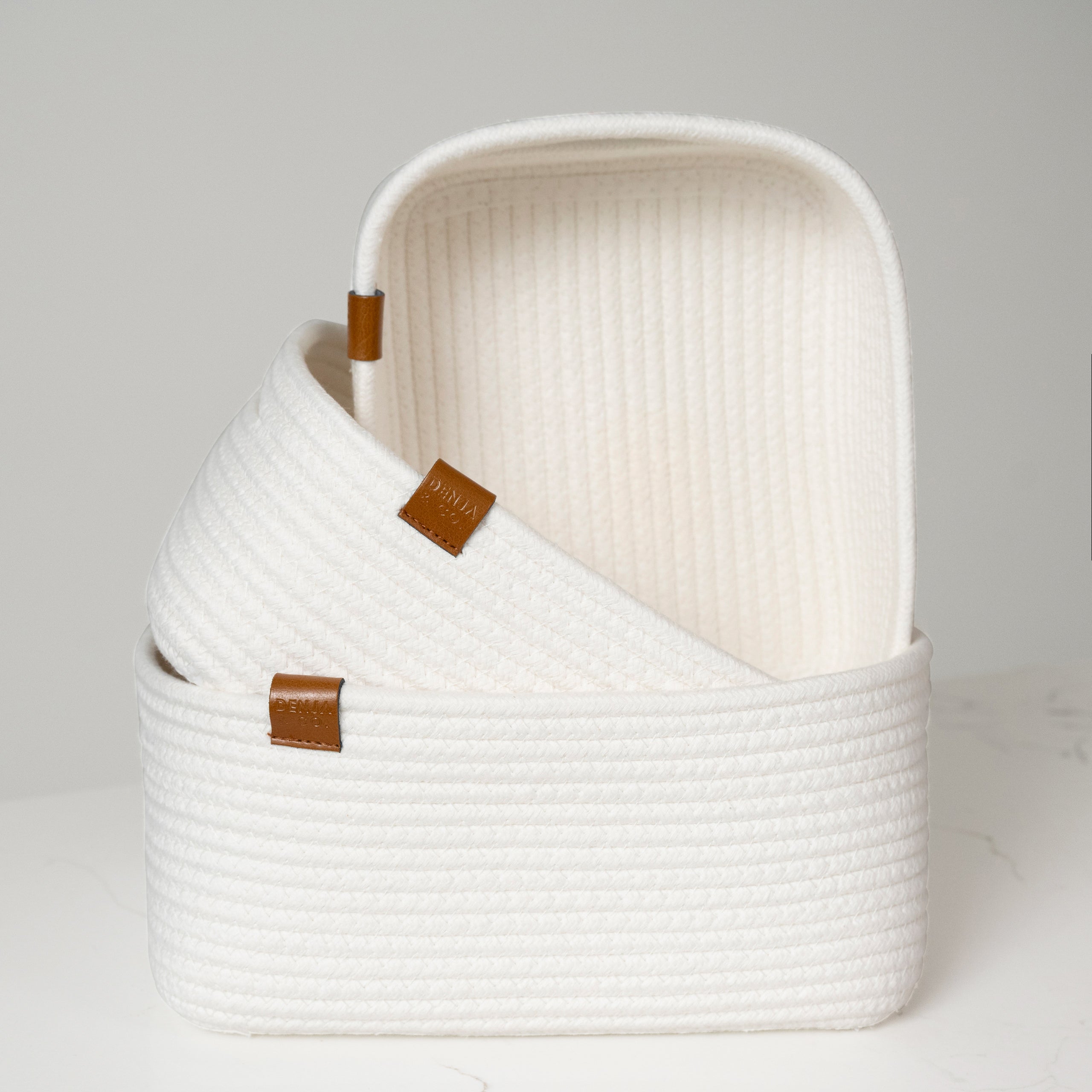 Set of Three Rectangle Baskets - White – DENJA & CO Australia